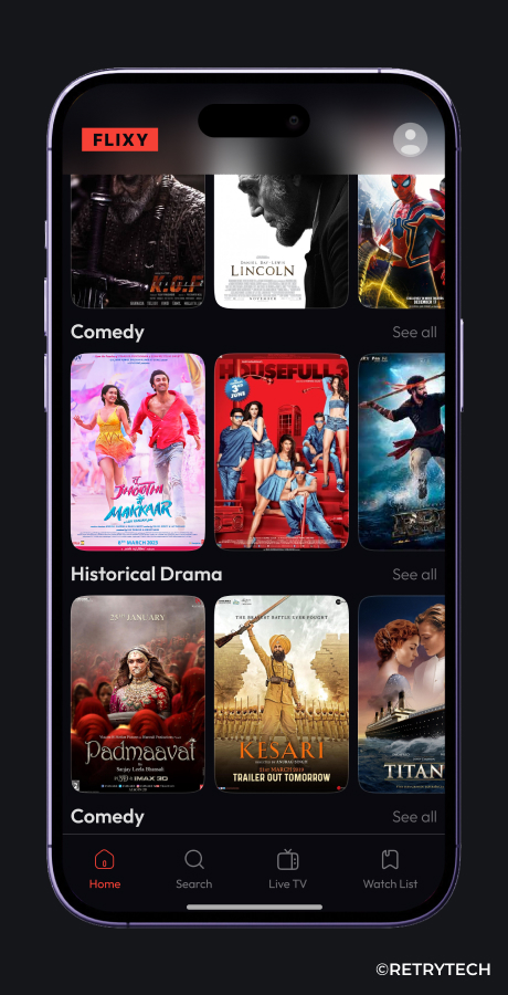 Flixy : Movie App : Series,Live TV, Video Streaming App, Netflix Clone : Android/Laravel by ...
